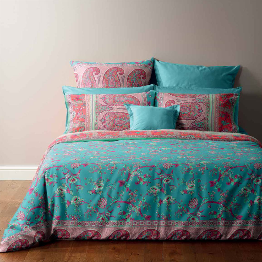 Bassetti Housse de couette Genova limone aqua satin coton
